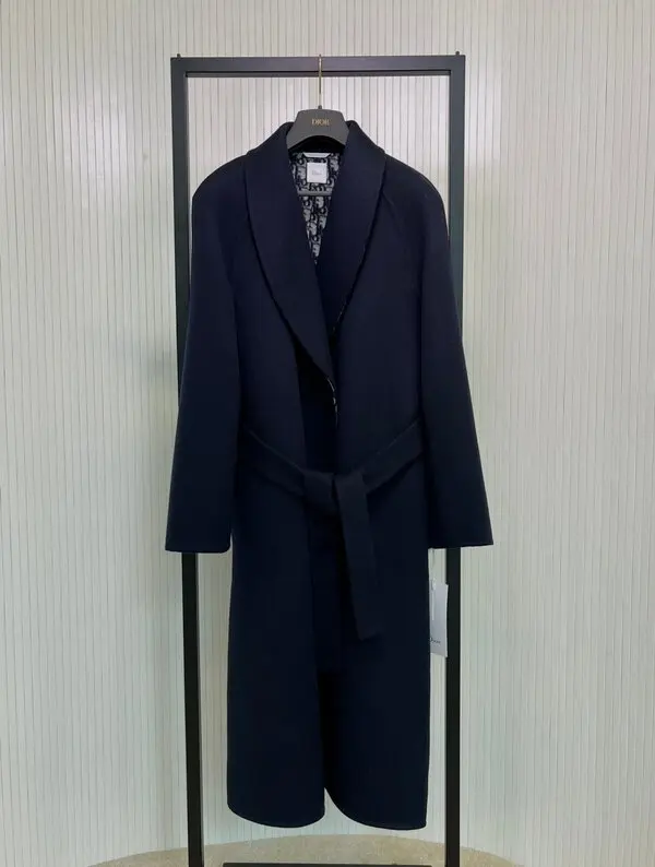 Dior Belted Shawl-collar Coat