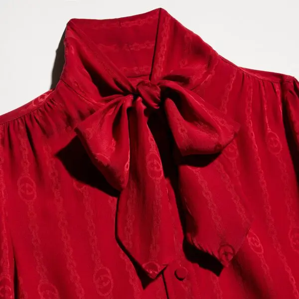 Gucci Tie-neck Jacquard Silk Shirt