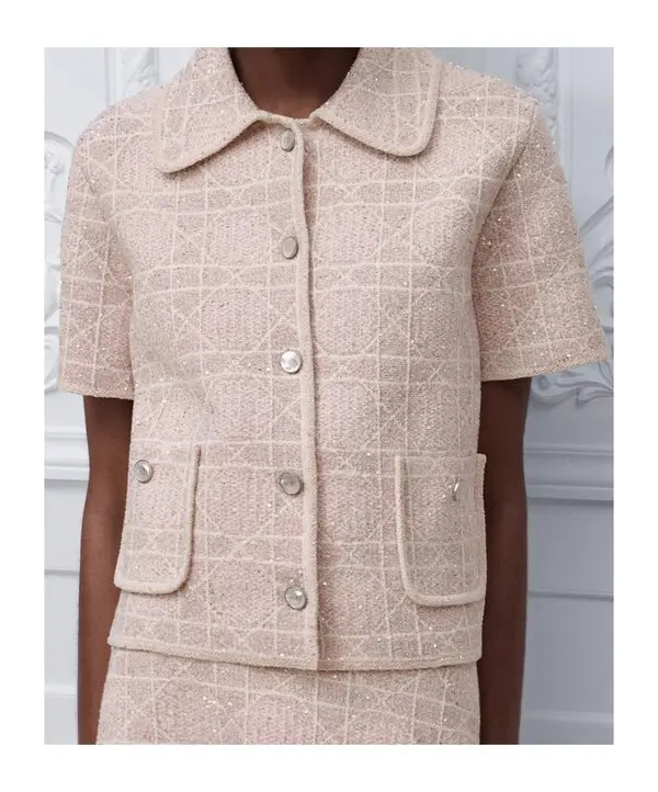 Dior Macrocannage Embroidered Sequin Short Sleeve Jacket