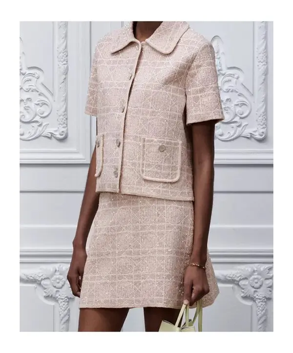 Dior Macrocannage Embroidered Sequin Short Sleeve Jacket