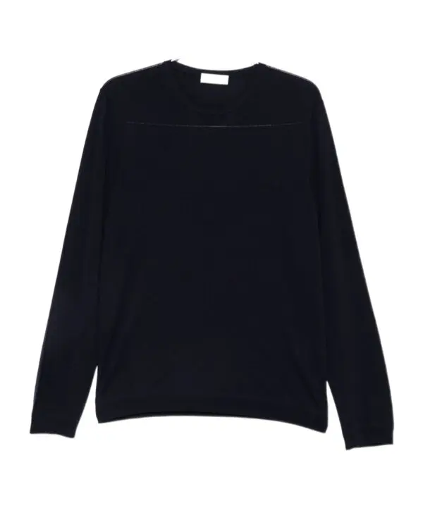 ROBERTO COLLINA Fine Knit Crew Neck Sweater - Navy