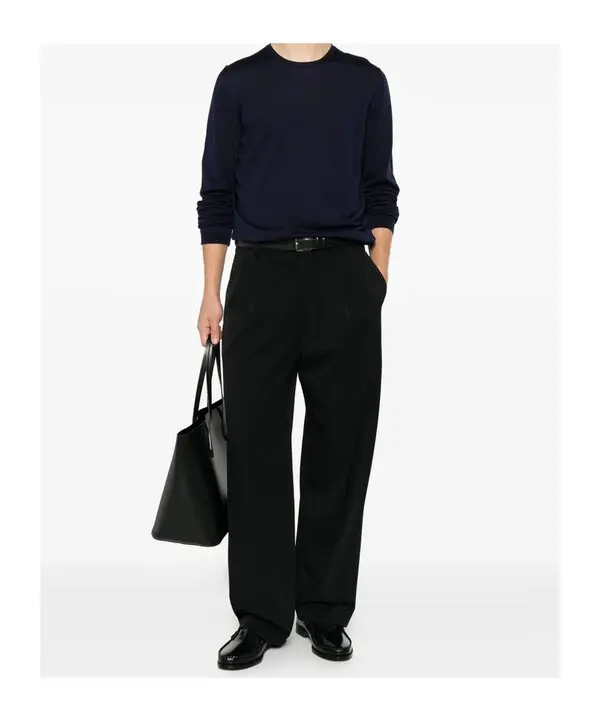 ROBERTO COLLINA Fine Knit Crew Neck Sweater - Navy