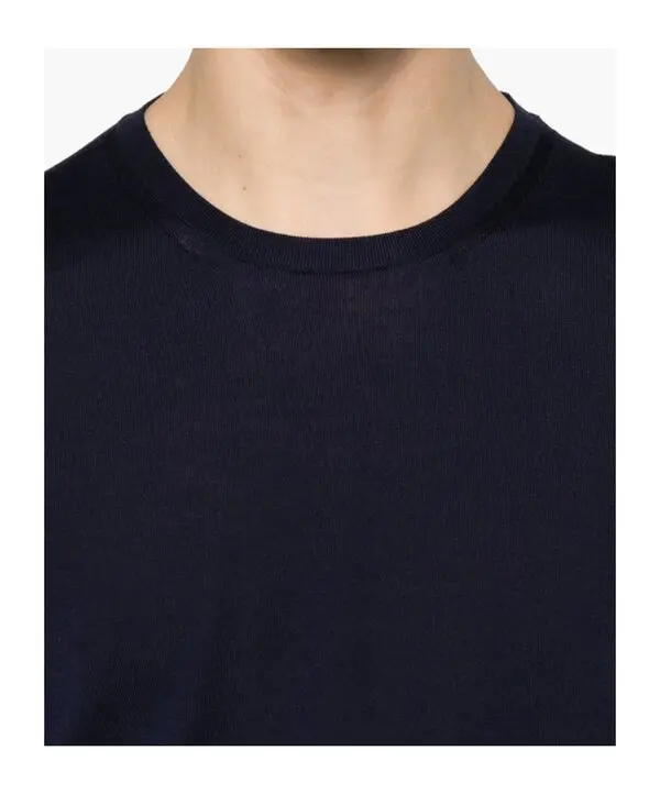 ROBERTO COLLINA Fine Knit Crew Neck Sweater - Navy