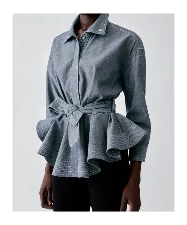 Jacquemus Belted Peplum Jacket - Grey