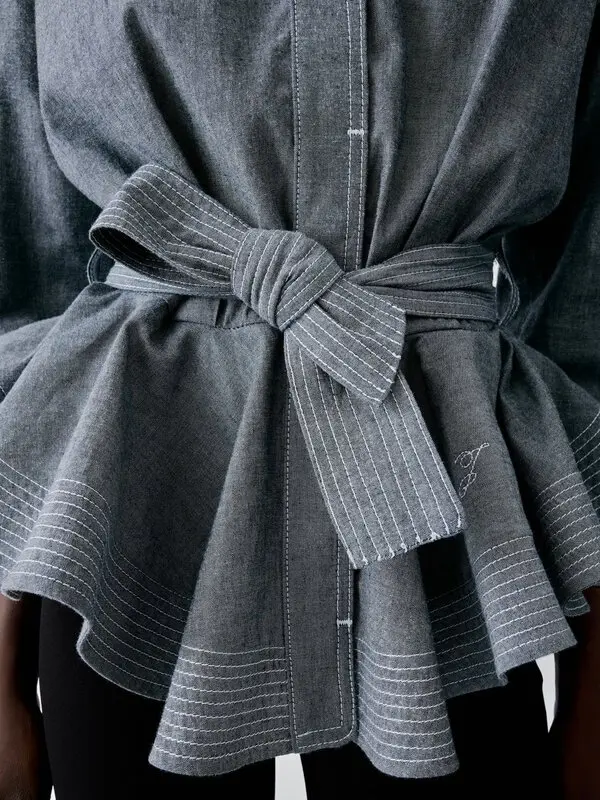 Jacquemus Belted Peplum Jacket - Grey