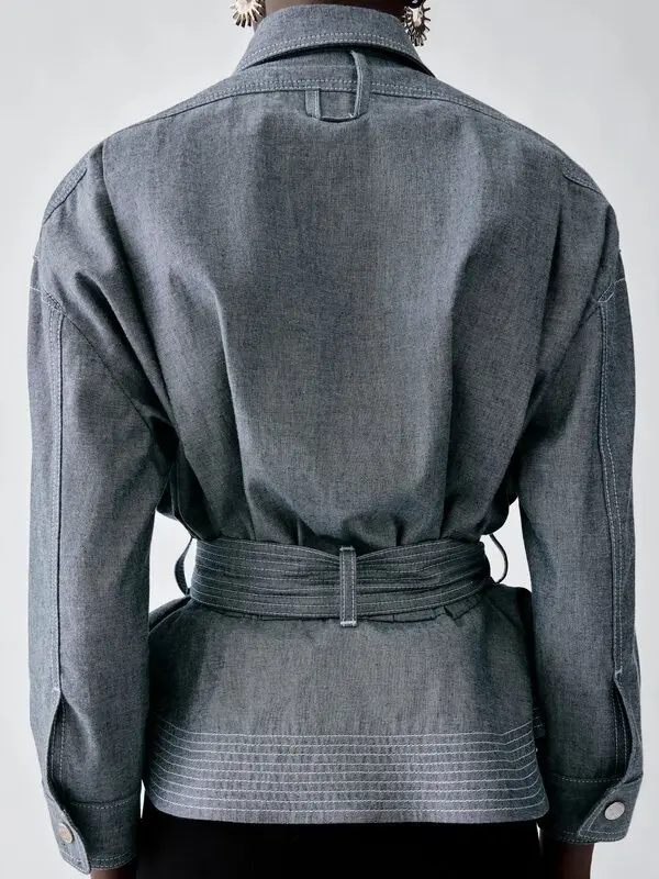 Jacquemus Belted Peplum Jacket - Grey