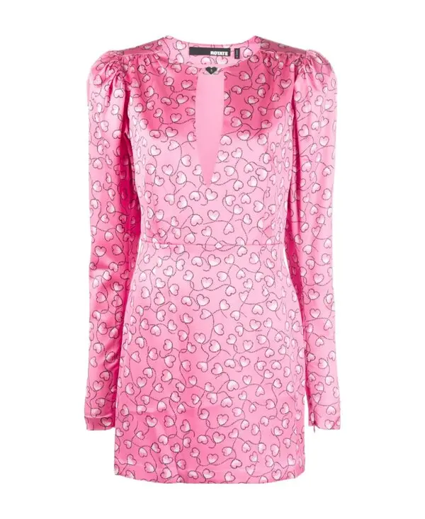 ROTATE BY BIRGER CHRISTENSEN Heart Print Mini Dress - Pink