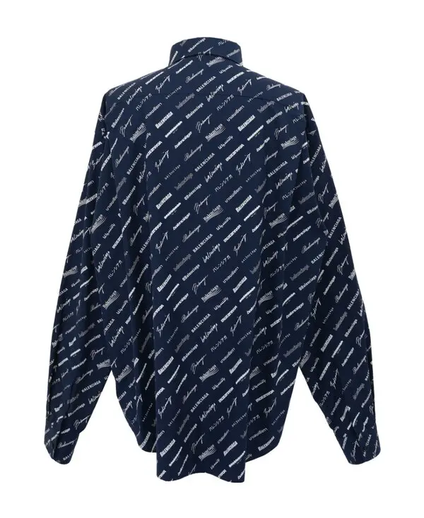 Balenciaga Allover Logo Print Long-sleeved Shirt