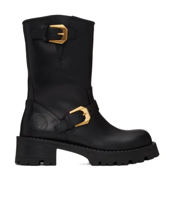 Versace Medusa Embossed Leather Boots
