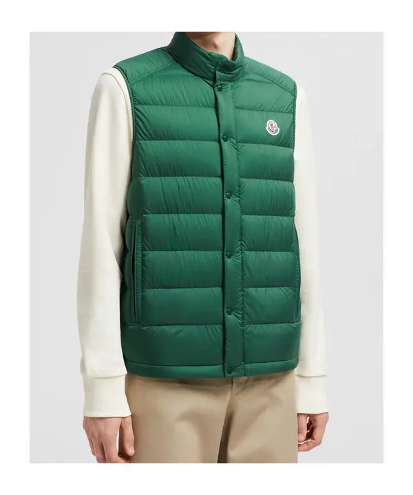 Moncler Barthe Logo Patch Padded Gilet - Emerald Green