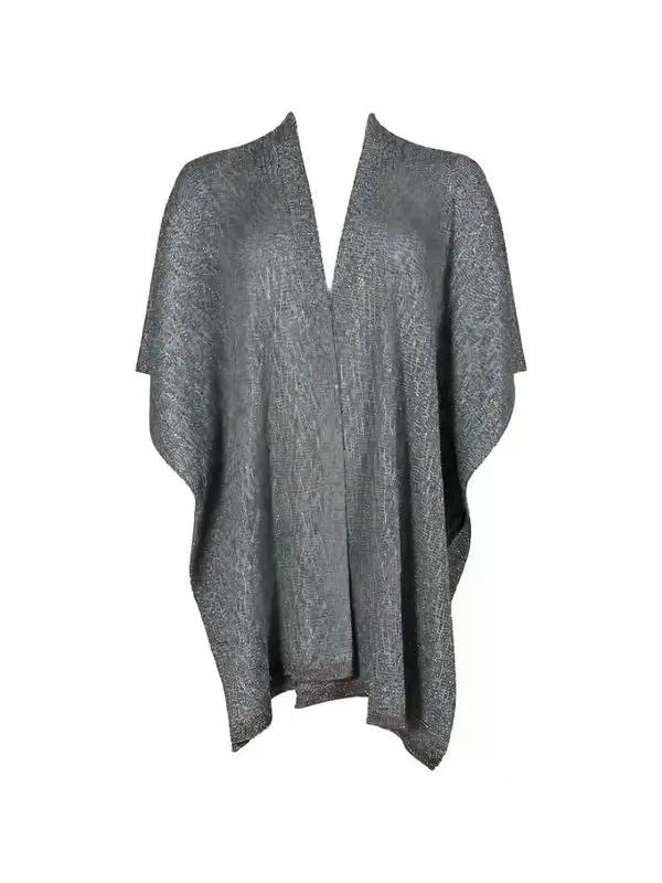D.exterior Open-front Poncho With Abstract Pattern - Grey