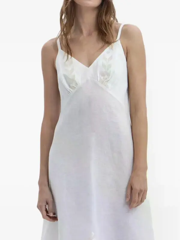 Greek Archaic Kori Embroidered V-neck Midi Dress
