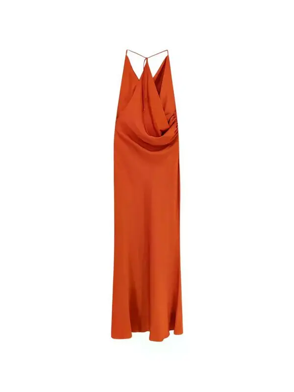 ACTUALEE Cowl Neck Ruched Maxi Dress