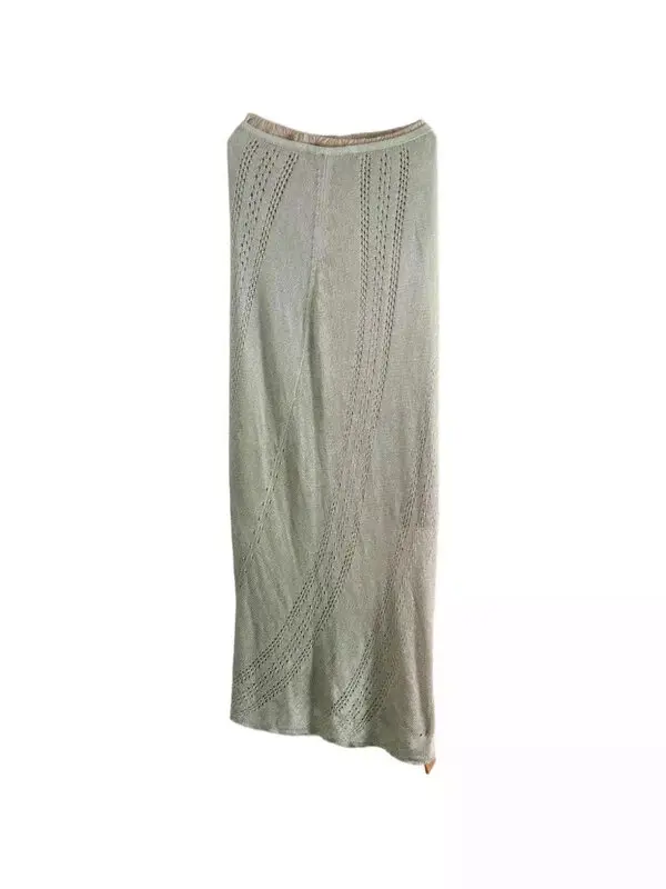 YANGKEHAN Pointelle Knit Maxi Skirt - Grey