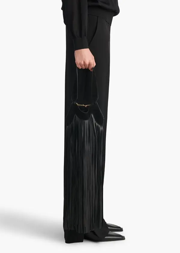 Khaite Nano Lotus Fringe Tote - Black
