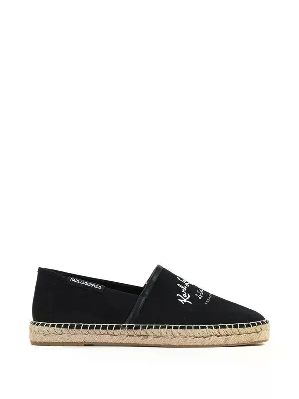 Karl Lagerfeld Logo-embroidered Braided Sole Espadrilles - Black