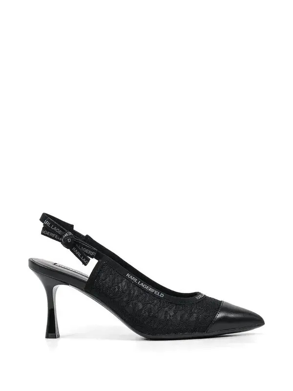 Karl Lagerfeld Lace-panelled Slingback Pumps
