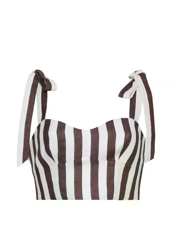 Cara Cara Faiza Striped Tie-fastening Top - Brown