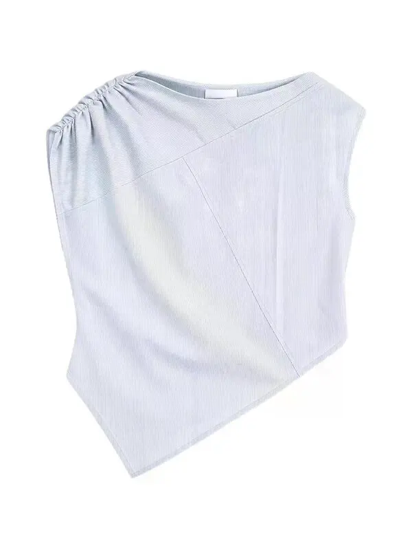 EMERGENCY ROOM Asymmetric Hem Pinstriped Top