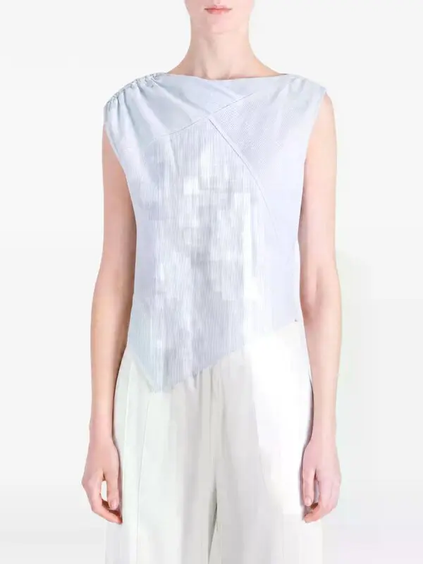 EMERGENCY ROOM Asymmetric Hem Pinstriped Top