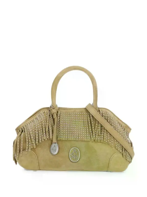 Ash Studded Fringe Shoulder Bag - Neutrals