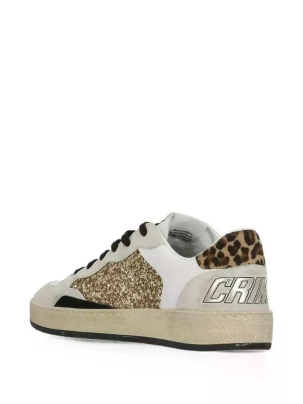 CRIME LONDON Glitter-panel Leopard-print Sneakers