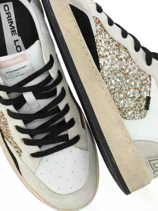 CRIME LONDON Glitter-panel Leopard-print Sneakers