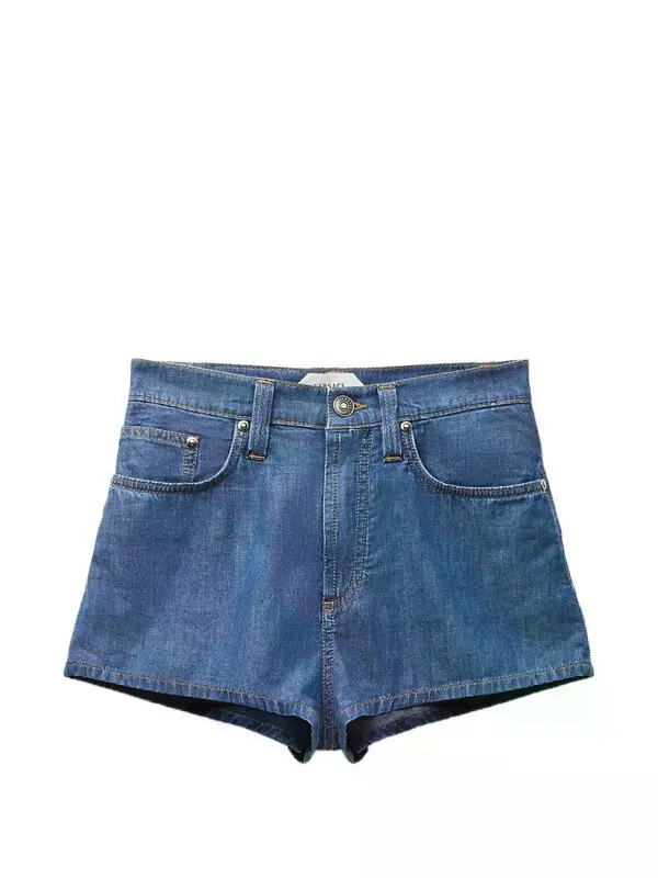 Versace Medusa Plaque Denim Mini Shorts - Blue