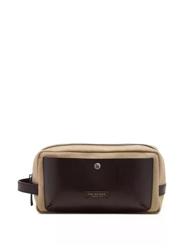 THE BRIDGE Leather-panelled Canvas Wash Bag