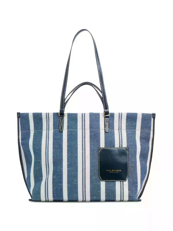 THE BRIDGE Striped Leather-trim Bag - Blue