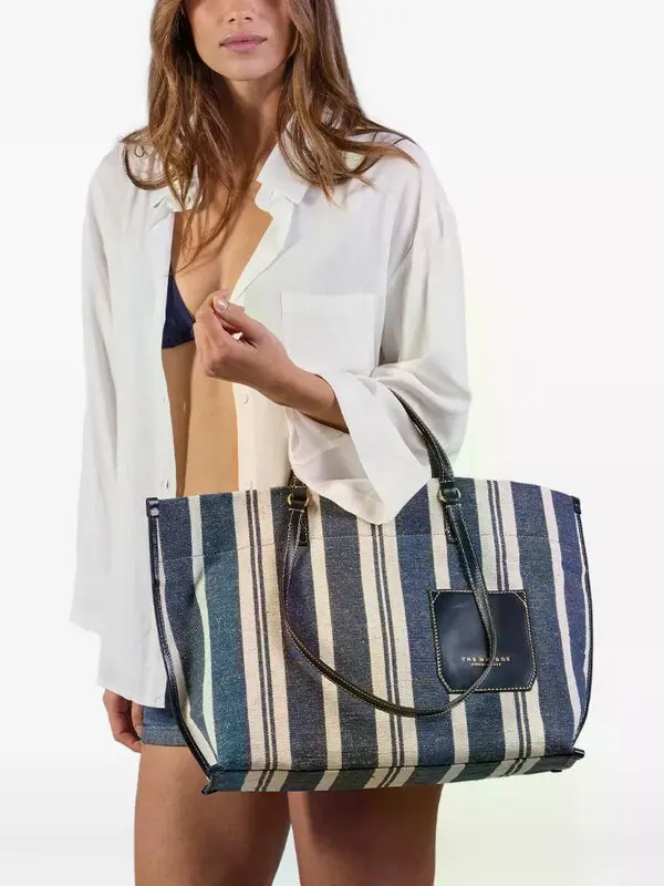 THE BRIDGE Striped Leather-trim Bag