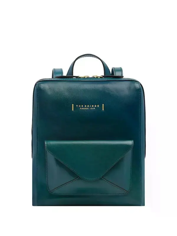 THE BRIDGE Leather Envelope Pocket Backpack - Blue