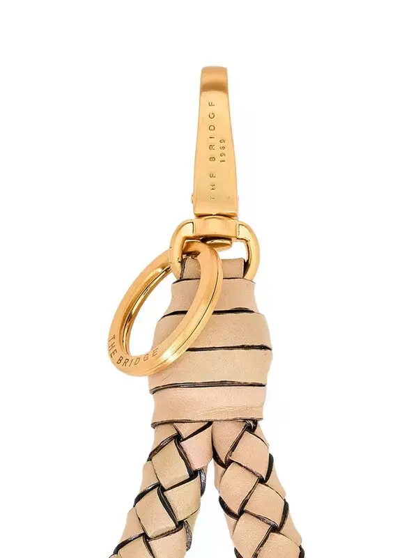 THE BRIDGE Duccio Braided Leather Keyring - Neutrals