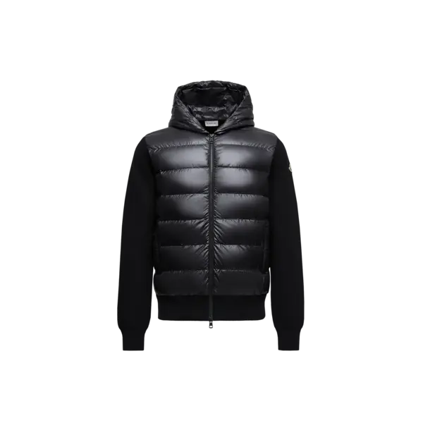 Moncler Padded Wool Zip-up Hoodie - Black