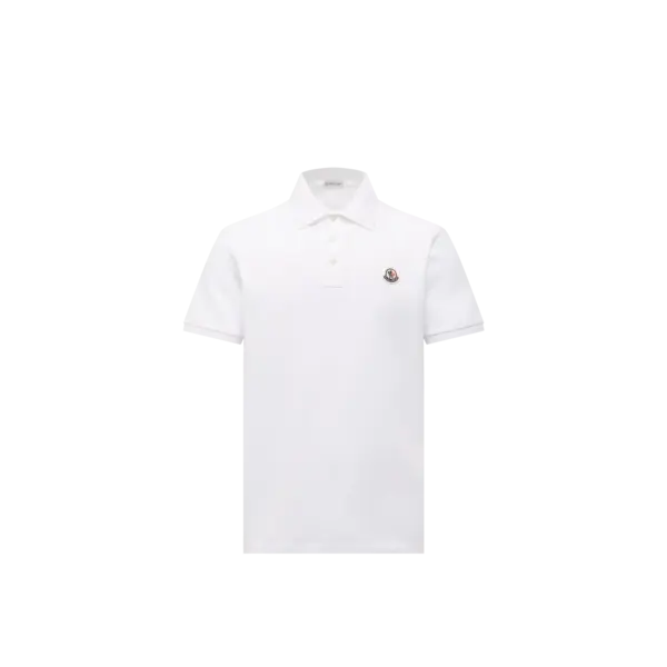 Moncler Logo Patch Cotton Piquet Polo Shirt - White
