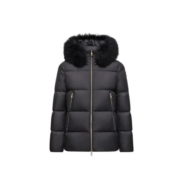 Moncler Laichefur Down Jacket With Shearling Trim - Black