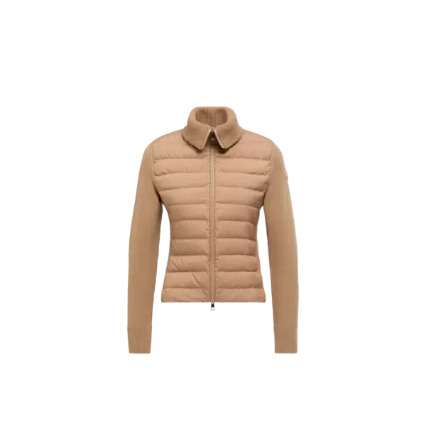Moncler Padded Wool Cardigan - Beige