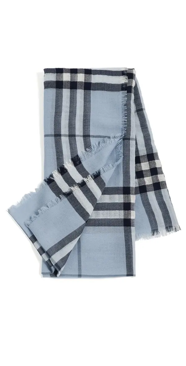 Burberry Giant Check Wool Scarf - Bank Blue