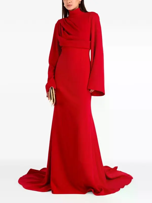 Solace London Draped Bodice Maxi Dress - Red