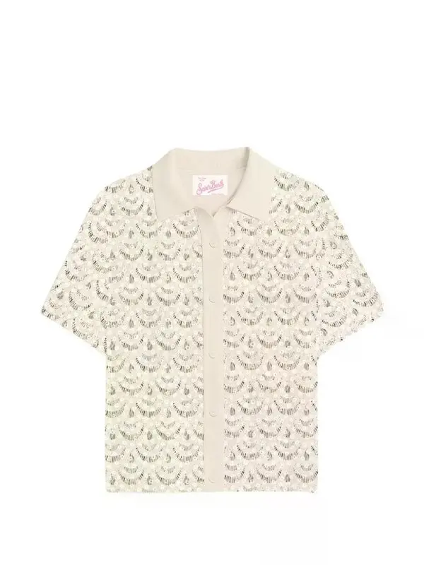 MC2 SAINT BARTH Sequin Embellished Crochet Effect Shirt - Neutrals