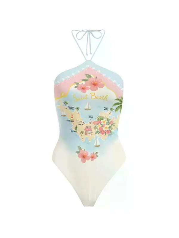 MC2 SAINT BARTH Meryem Graphic Print Halterneck Swimsuit