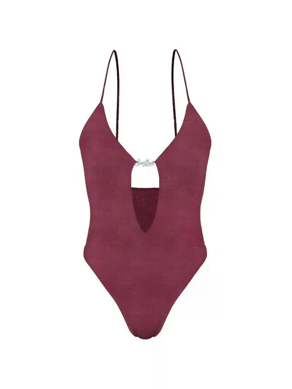 MC2 SAINT BARTH Logo-plaque Cut-out Swimsuit - Red