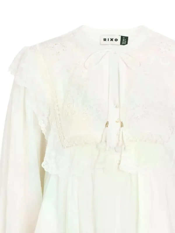 Rixo Lilly Embroidered Ruffled Blouse
