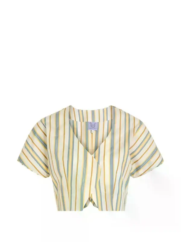 Thierry Colson Striped Cropped Blouse