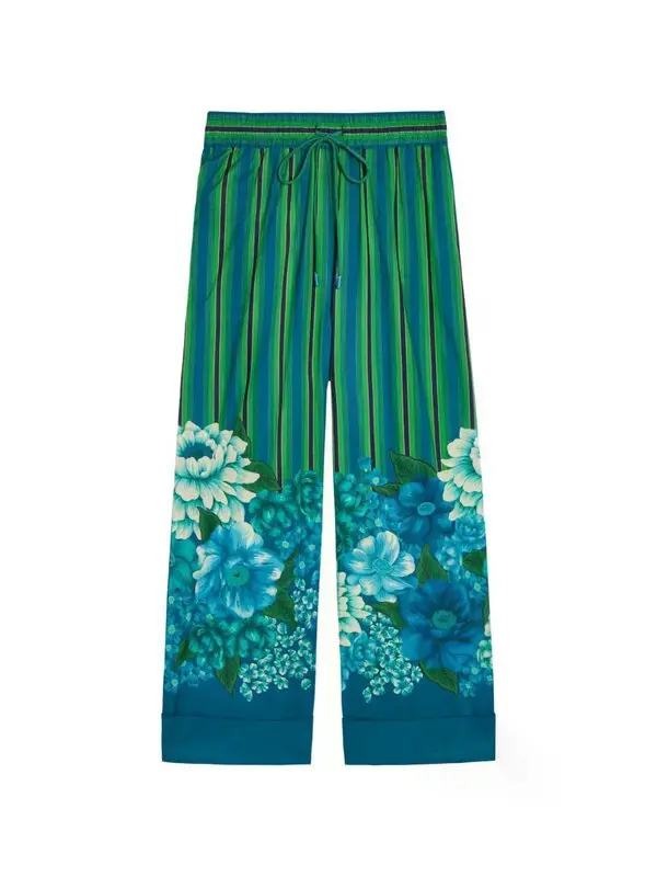 ALEMAIS Margo Floral-print Striped Trousers