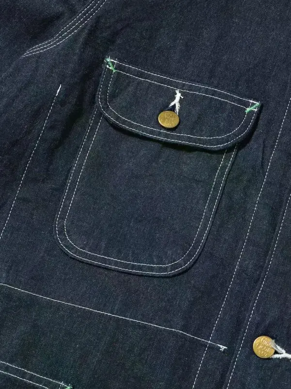 SUGAR CANE JEANS Contrast-stitch Patch-pocket Button-down Denim Jacket