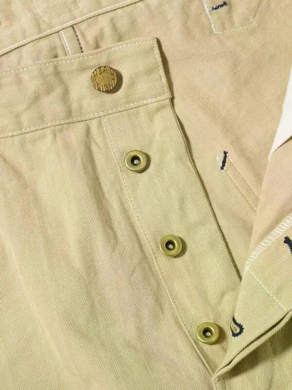SUGAR CANE JEANS Herringbone Cotton Trousers
