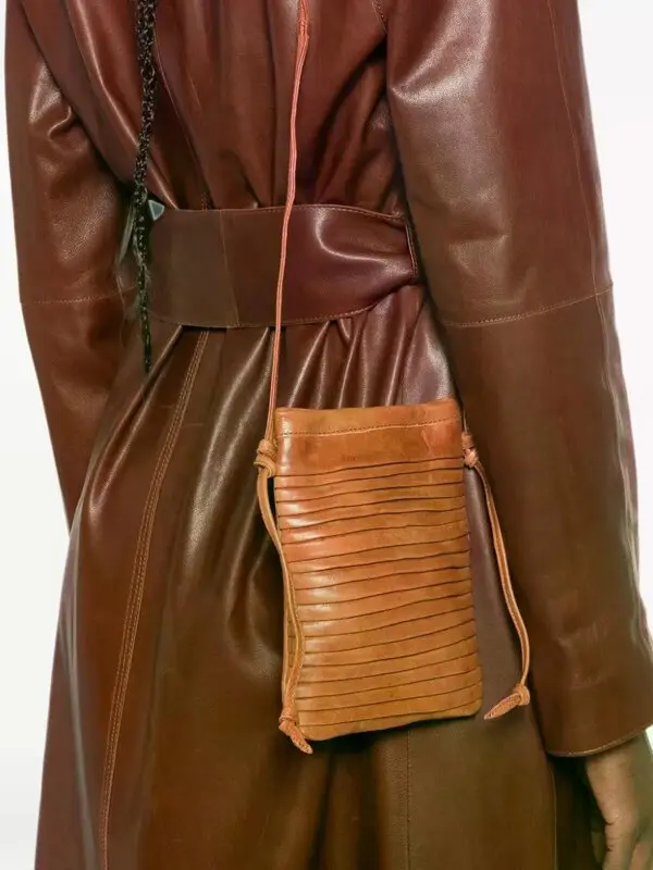SOMMET Paloma Rows Pleated Leather Shoulder Bag