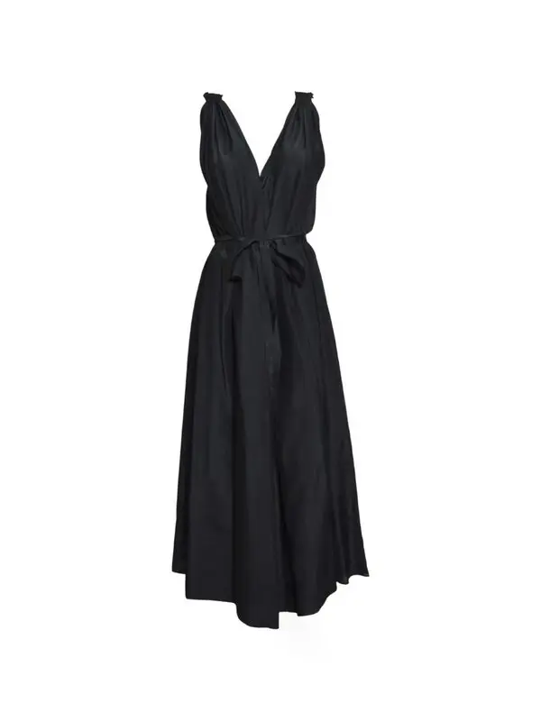 SOLOTRE Sleeveless V-neck Maxi Dress - Black