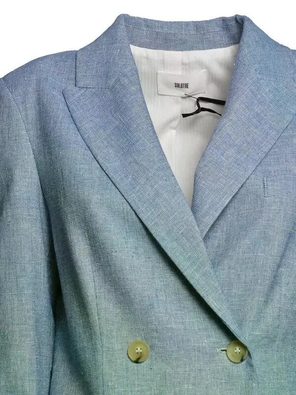 SOLOTRE Denim Woven Texture Double-breasted Blazer